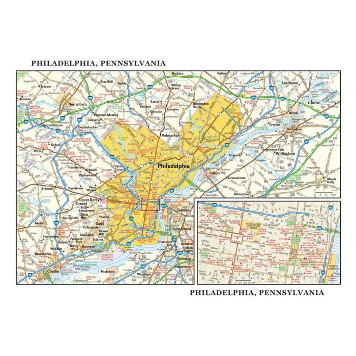 Philadelphia, Pennsylvania Wall Map, large Map | Stanfords
