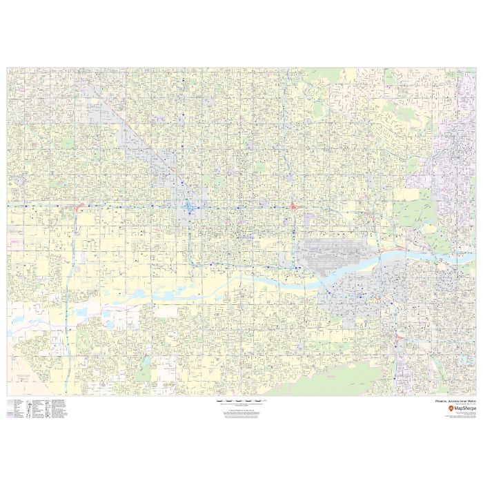 Phoenix, Arizona Inner Metro - Landscape Map | Stanfords