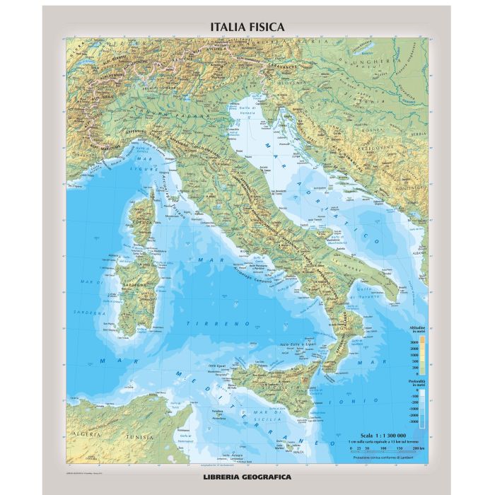 Physical Italy Wall Map - Italian Map | Stanfords