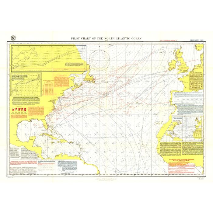 Pilot Chart of the North Atlantic Ocean - Published 1903 Map | Stanfords