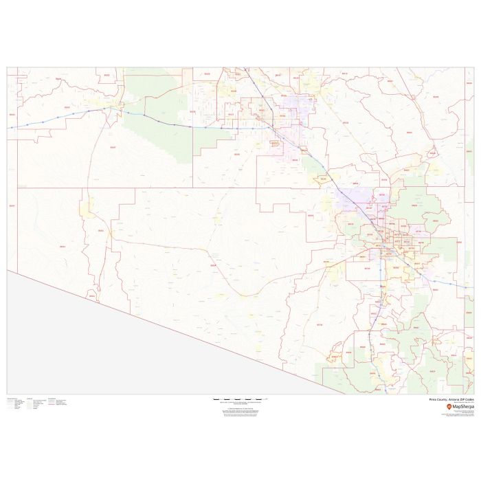 Pima County, Arizona ZIP Codes Map | Stanfords