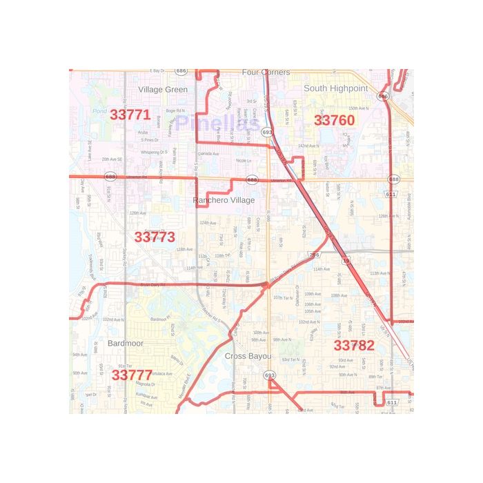 Pinellas County Zip Code Map
