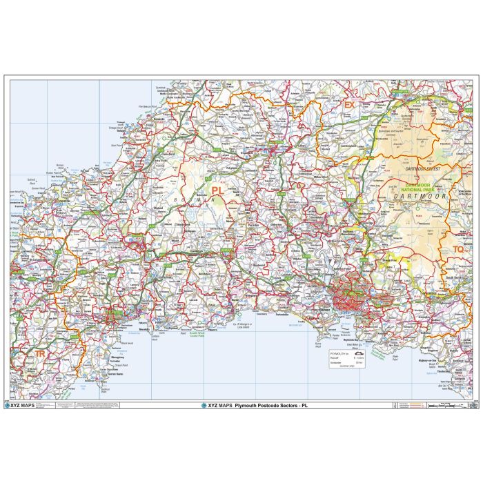 Plymouth - PL - Postcode Wall Map | Stanfords
