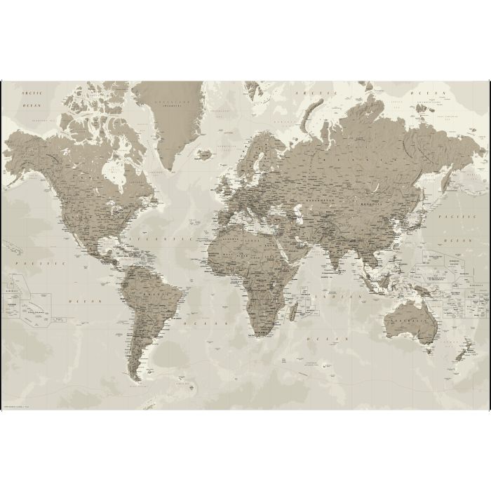 Political World Wall Map - Silver-tones - Extra Large Map | Stanfords
