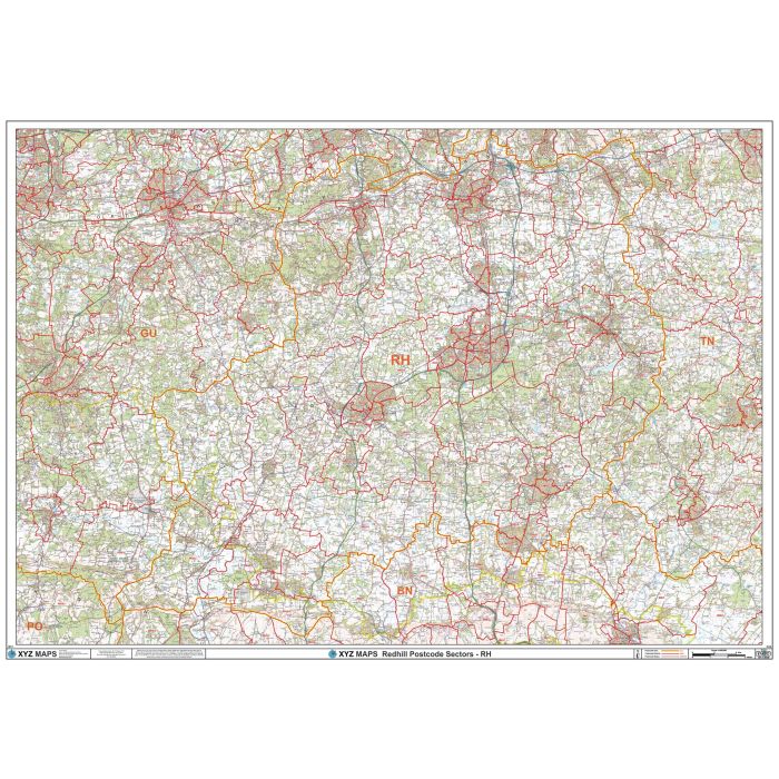 Redhill - RH - Postcode Wall Map | Stanfords