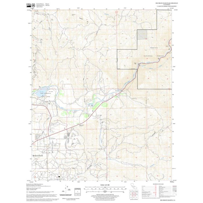 Rio Bravo Ranch Quadrangle, California Map | Stanfords