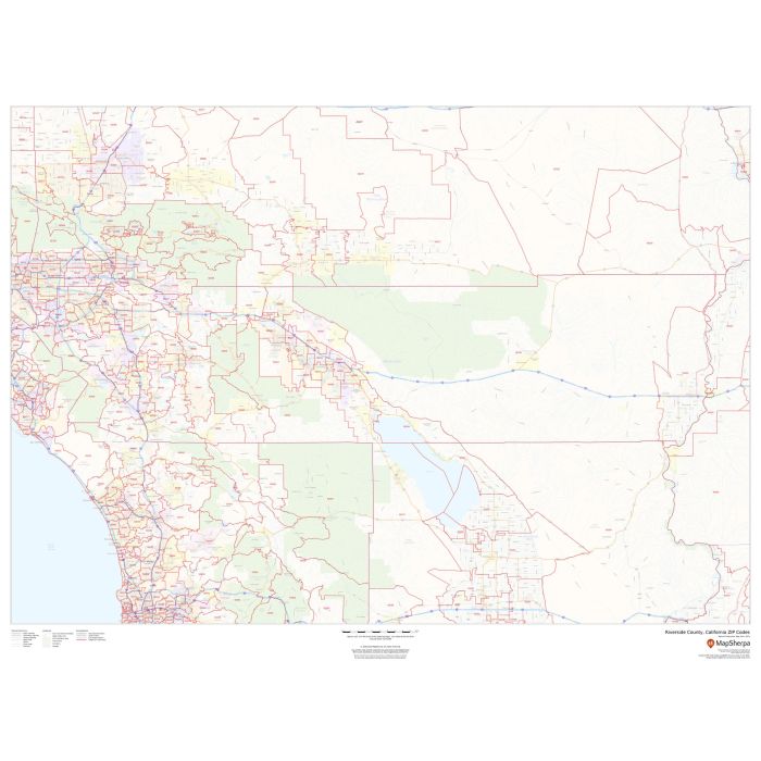 Riverside County, California ZIP Codes Map | Stanfords