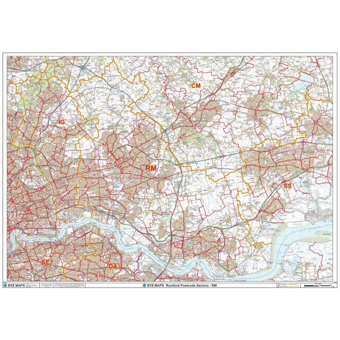 Romford - RM - Postcode Wall Map | Stanfords