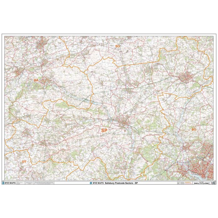 Salisbury - SP - Postcode Wall Map | Stanfords