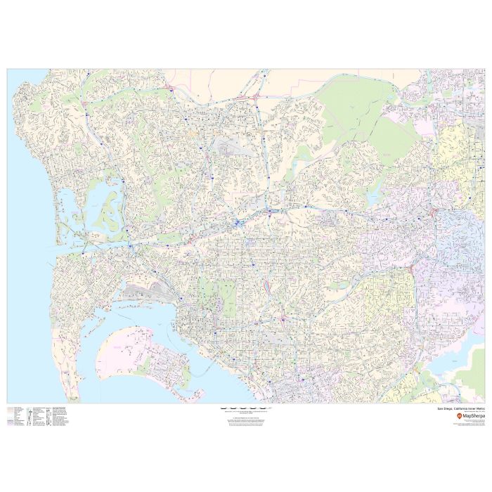 San Diego, California Inner Metro - Landscape Map | Stanfords