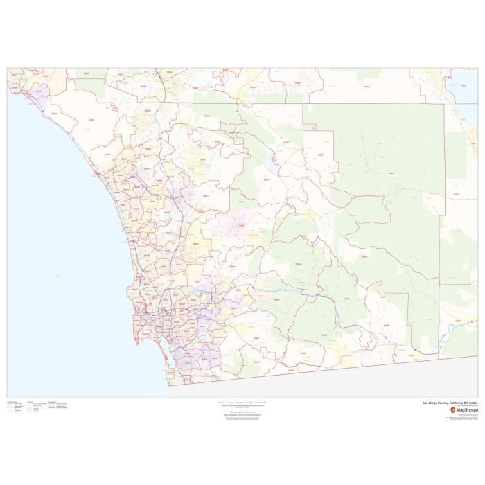 San Diego County, California ZIP Codes Map | Stanfords