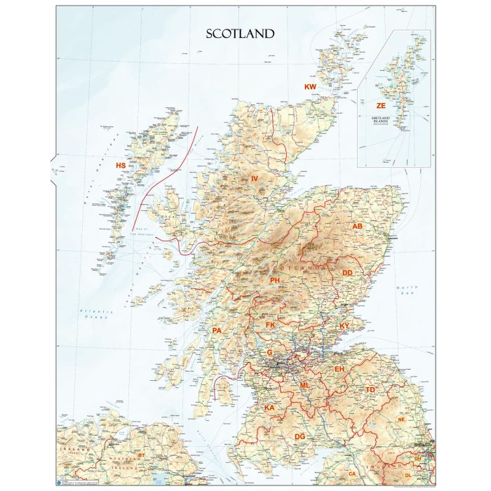 Scotland Postcode Areas Wall Map (AR1) Map | Stanfords