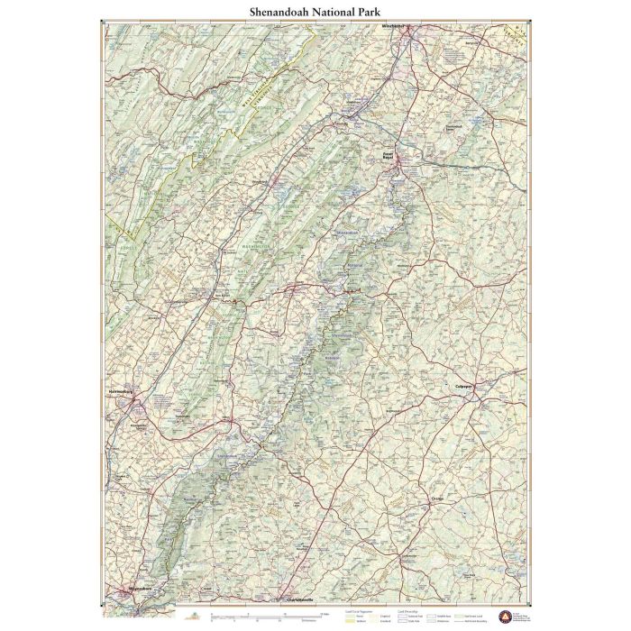 Shenandoah National Park Map Shenandoah National Park Cork Board Map