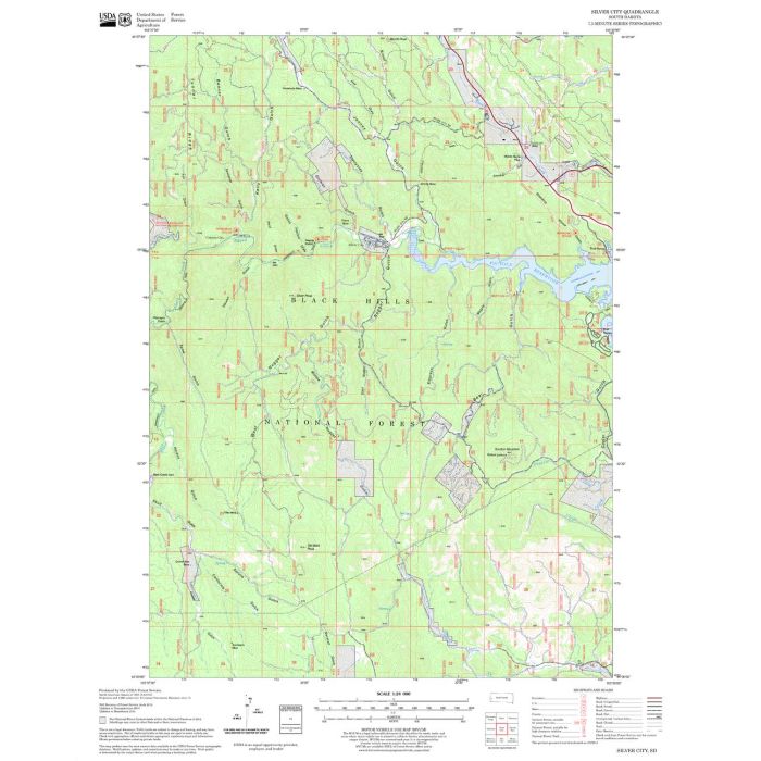Silver City Quadrangle, South Dakota Map | Stanfords