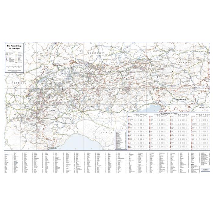 Ski Resort Map of the Alps with Index Map | Stanfords