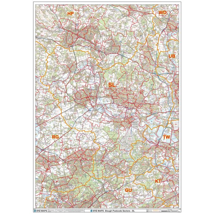 Slough - SL - Postcode Wall Map | Stanfords