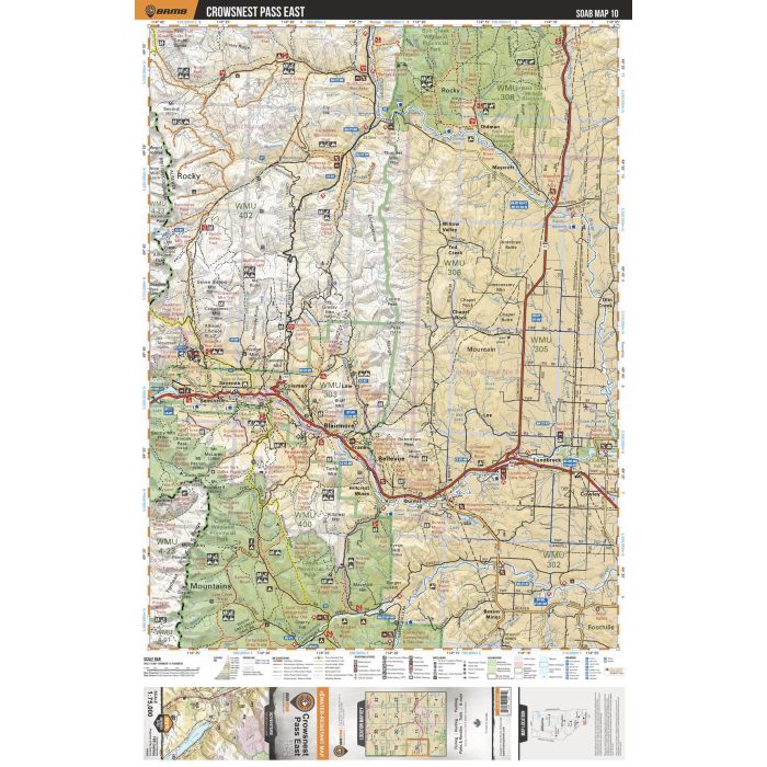 SOAB10 Crowsnest Pass East - Southern Alberta Topo Map | Stanfords