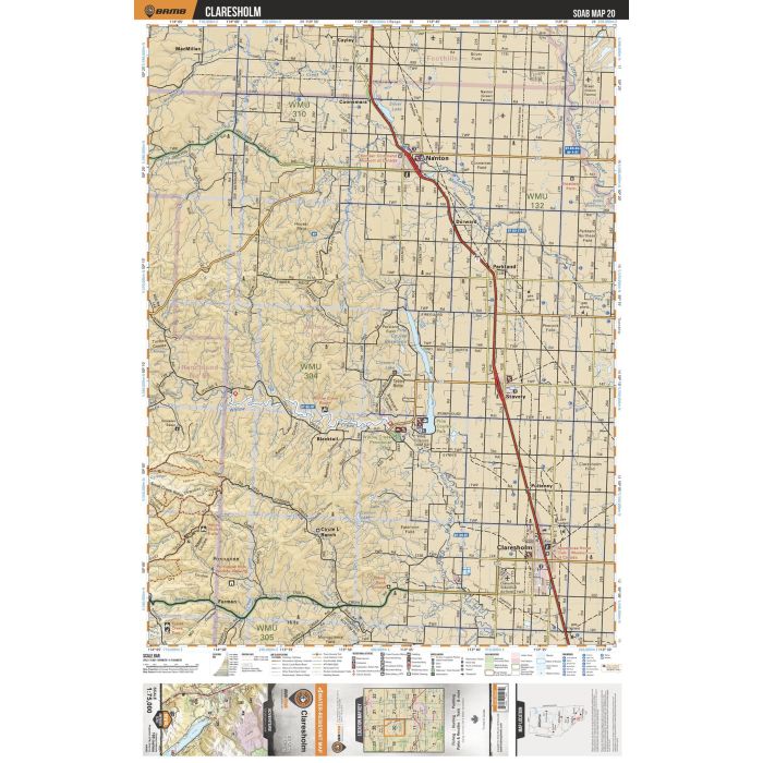 SOAB20 Claresholm - Southern Alberta Topo Map | Stanfords
