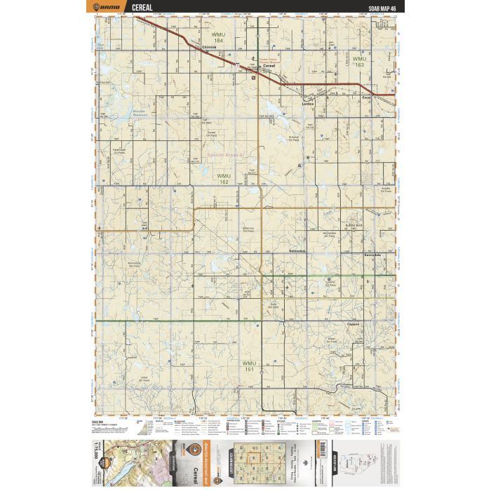 SOAB46 Cereal - Southern Alberta Topo Map | Stanfords