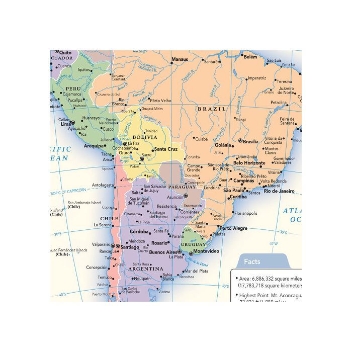 Political And Physical Map Of South America South
