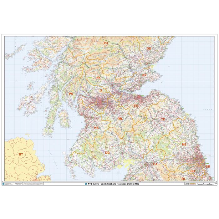 South Scotland Postcode District Wall Map (D5) Map | Stanfords
