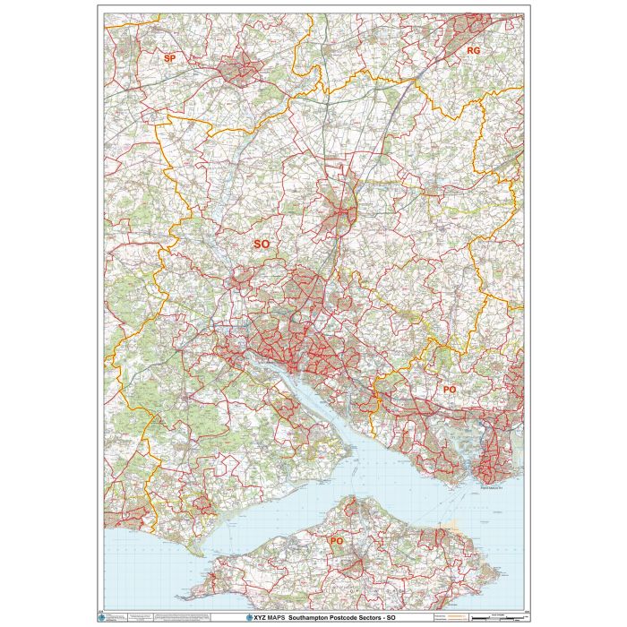 Southampton - SO - Postcode Wall Map | Stanfords
