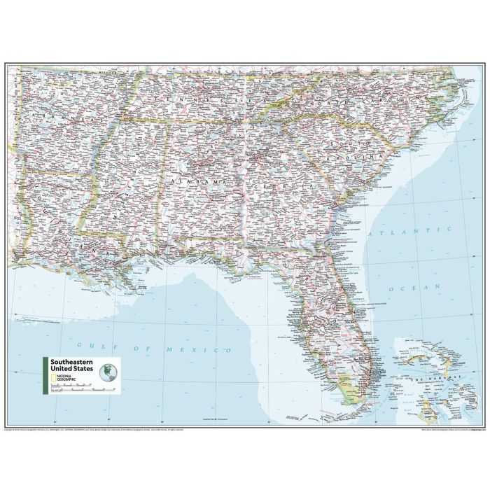 Southeastern U.S. - Atlas of the World, 11th Edition Map | Stanfords
