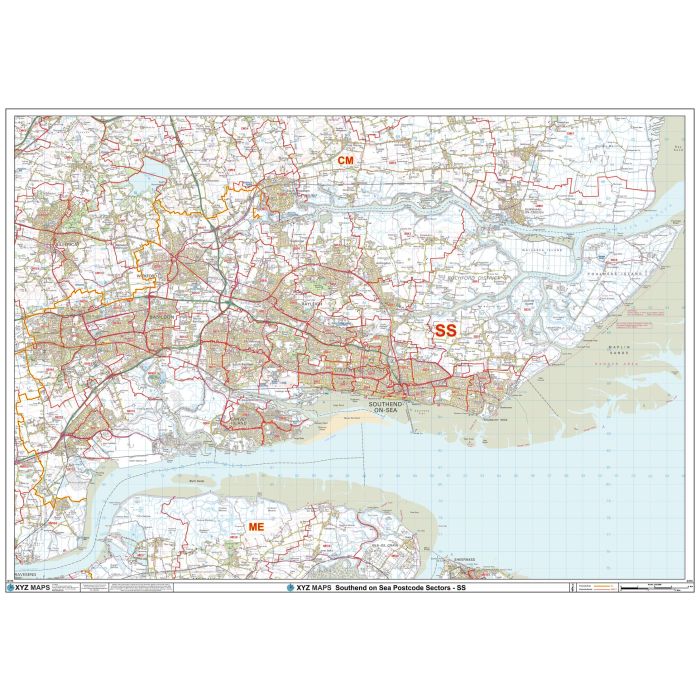 Southend on Sea - SS - Postcode Wall Map | Stanfords