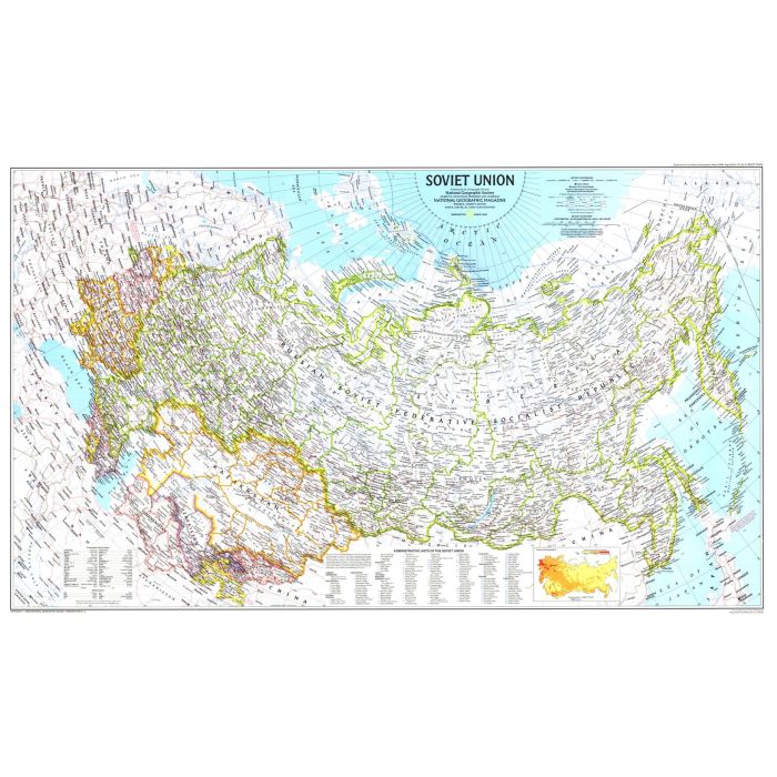Soviet Union - Published 1990 Map | Stanfords
