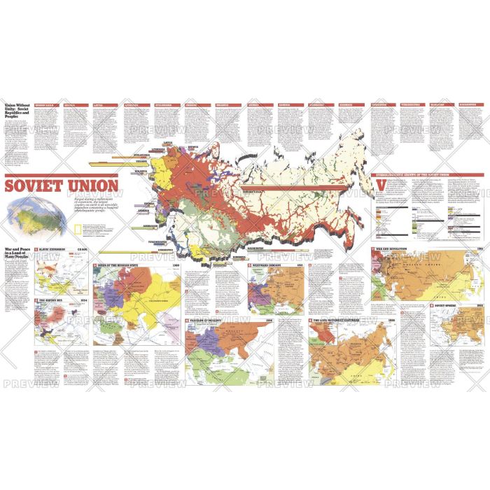 Soviet Union Theme - Published 1990 Map | Stanfords