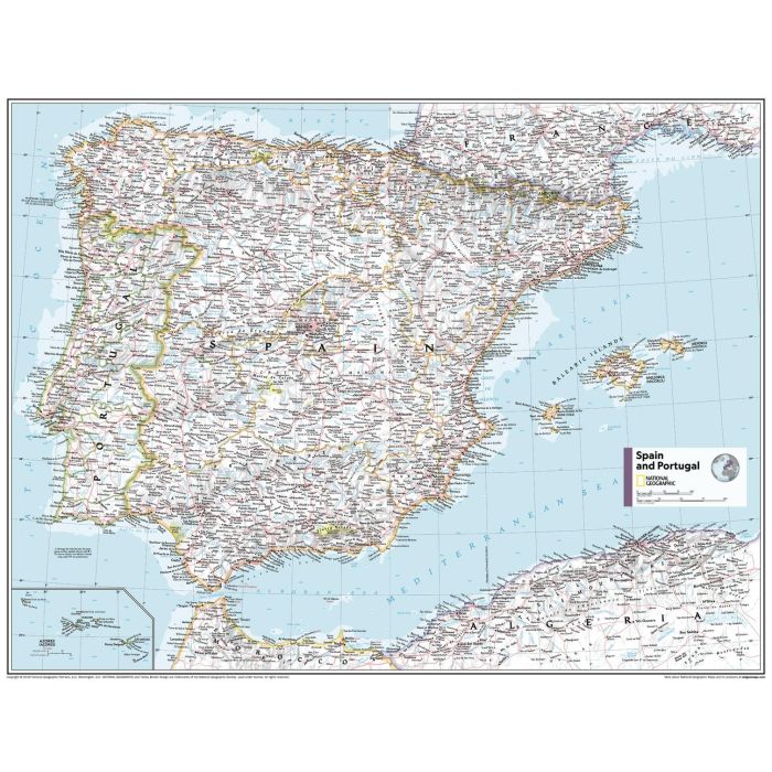 Spain and Portugal - Atlas of the World, 11th Edition Map | Stanfords