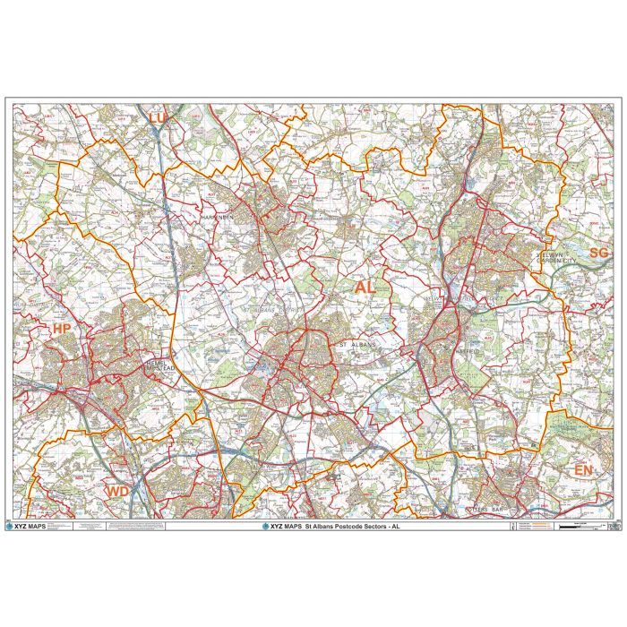 St Albans - AL - Postcode Wall Map | Stanfords