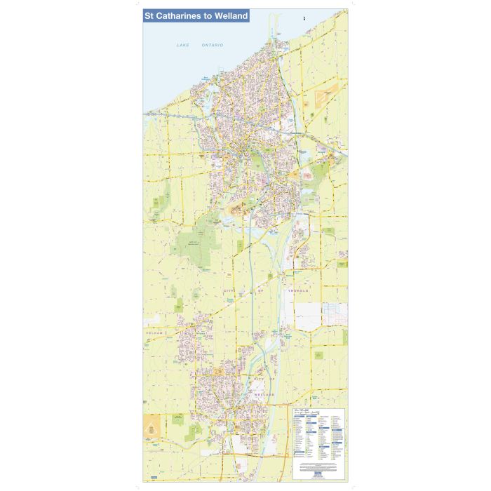 St Catharines/Welland Wall Map - Street Detail | Stanfords