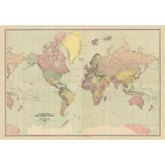 Stanford's New Library Chart of the World (1920) Map | Stanfords