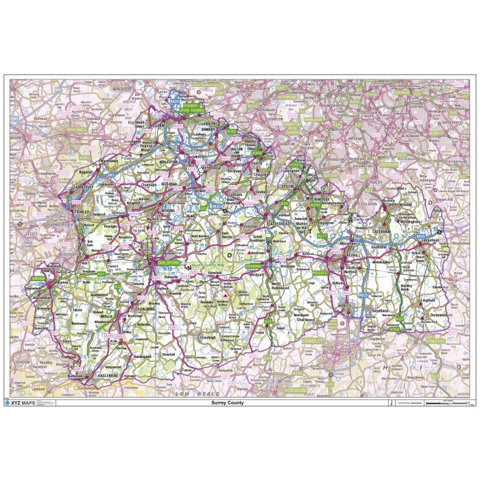 Surrey County Map | Stanfords