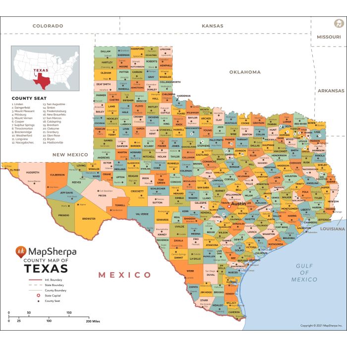 Texas Counties Map - Extra Large Map | Stanfords