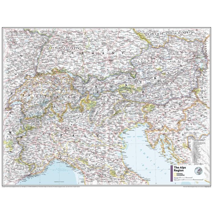 The Alps Region - Atlas of the World, 11th Edition Map | Stanfords