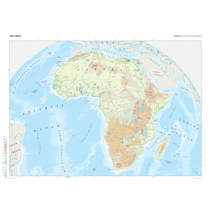 The Times Map of Africa (Physical Features) - Compact | Stanfords