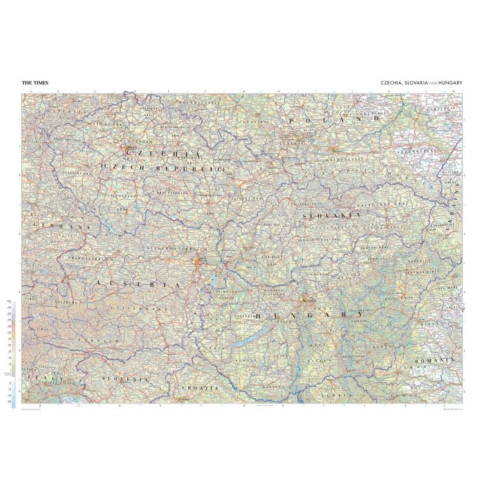 The Times Map of Czech Republic, Slovakia and Hungary | Stanfords