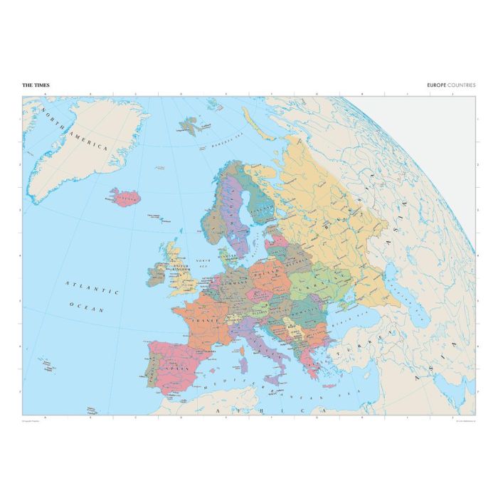 The Times Map of Europe (Political Features) - Compact | Stanfords