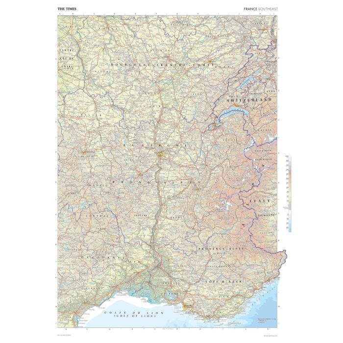 The Times Map of France (Southeast) | Stanfords
