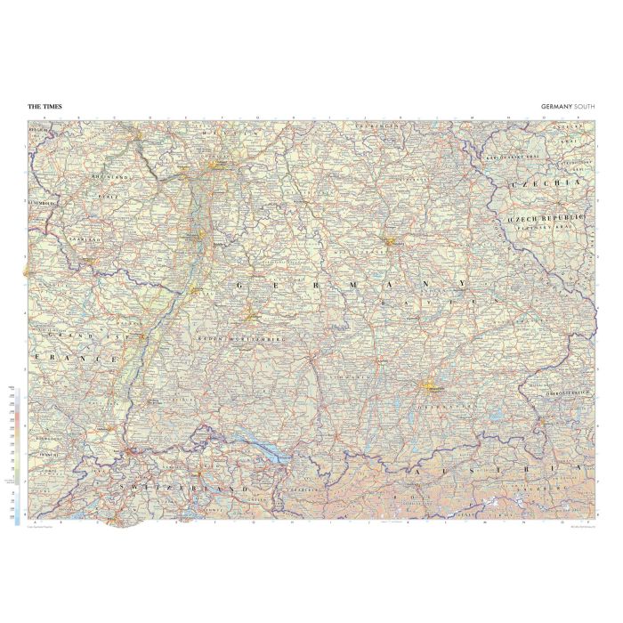 The Times Map of Germany (South) | Stanfords