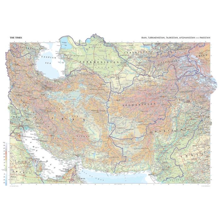 The Times Map of Iran, Turkmenistan, Tajikistan, Afghanistan and ...