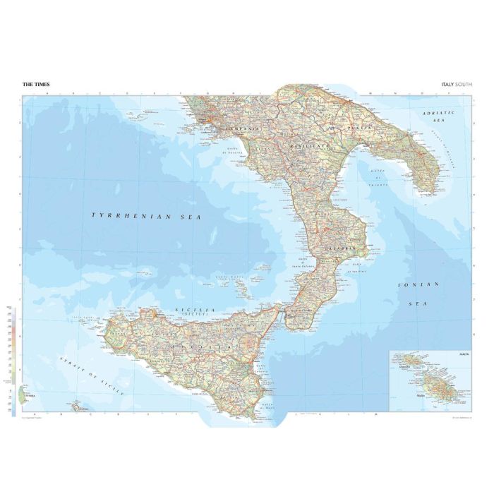 The Times Map of Italy (South) - Compact | Stanfords
