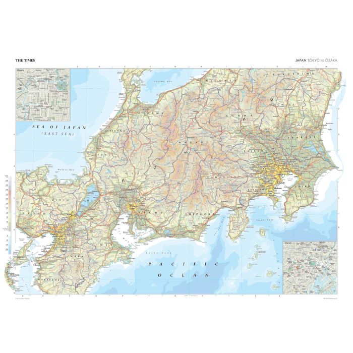 The Times Map of Japan: Tokyo to Osaka | Stanfords