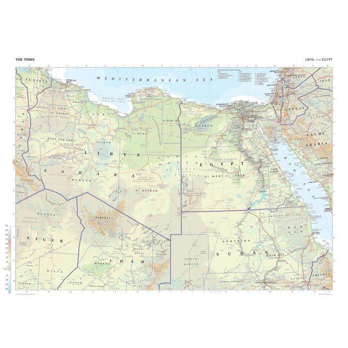 The Times Map of Libya and Egypt | Stanfords