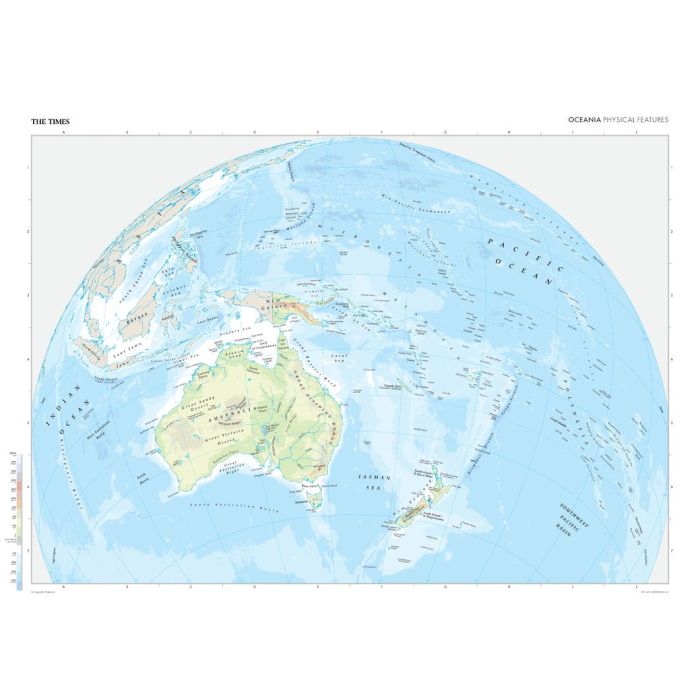 The Times Map of Oceania (Physical Features) - Compact | Stanfords