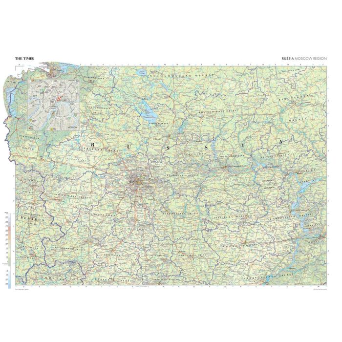 The Times Map of Russia: Moscow - Compact | Stanfords