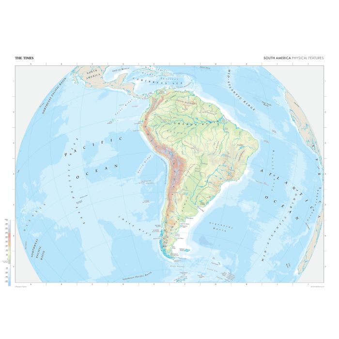 The Times Map of South America (Physical Features) | Stanfords