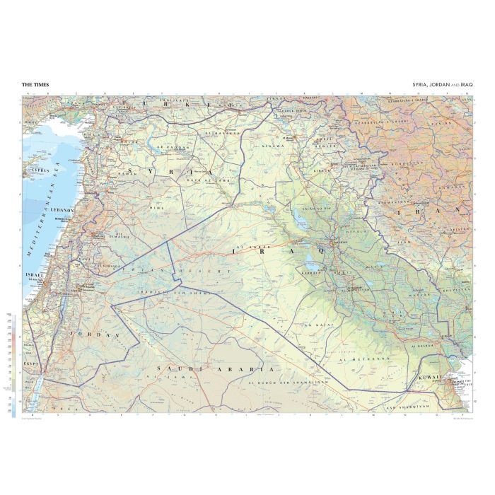 The Times Map of Syria, Jordan and Iraq | Stanfords